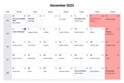 Kalender november 2023 | Veckonummer.se