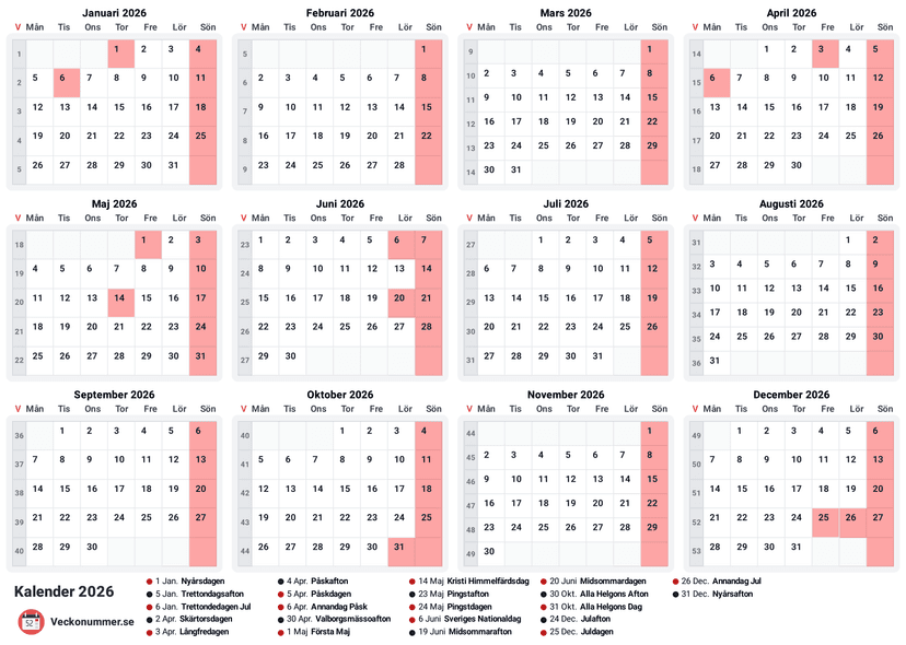 Veckokalender 2026